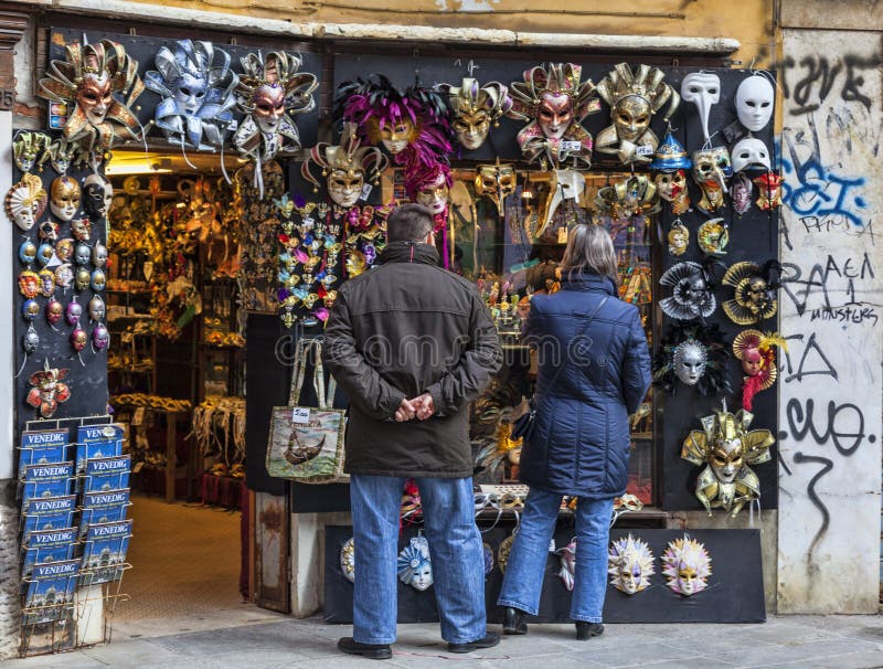 Tourists in Front of a Masks Shop in Venice Editorial Image - Image of ...