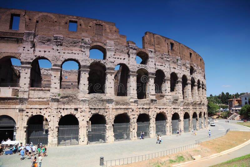 Tourists Going Near Old Stone Walls of Coliseum Stock Image - Image of ...
