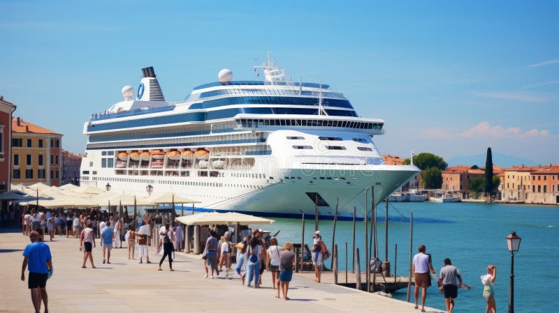 Tourists are Loading Their Luggage on a Cruise Ship. Neural Network AI ...