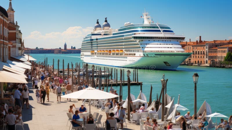 Tourists are Loading Their Luggage on a Cruise Ship. Neural Network AI ...
