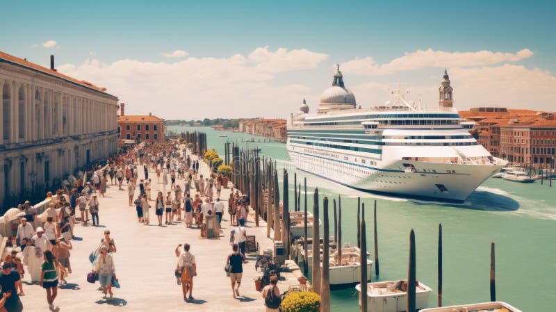 Tourists are Loading Their Luggage on a Cruise Ship. Neural Network AI ...