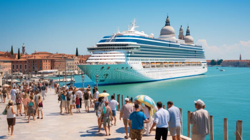 Tourists are Loading Their Luggage on a Cruise Ship. Neural Network AI ...