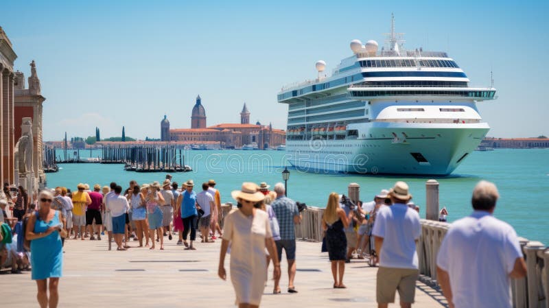 Tourists are Loading Their Luggage on a Cruise Ship. Neural Network AI ...