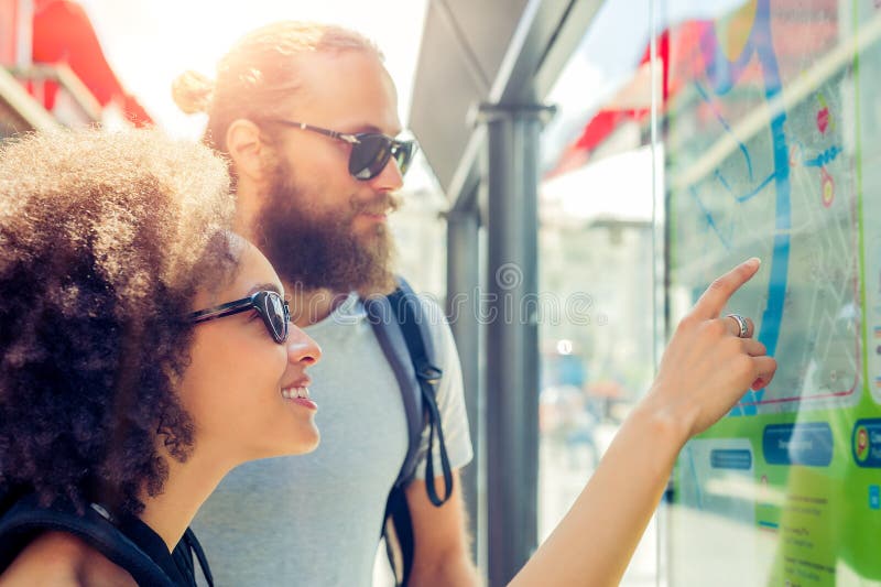 Tourists Looking at City Map Stock Image - Image of sightseeing, beauty ...