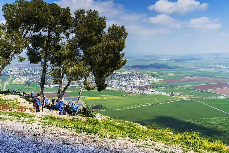 Tourists Looking at Panoramic View on a Beit Shean Valley from ...