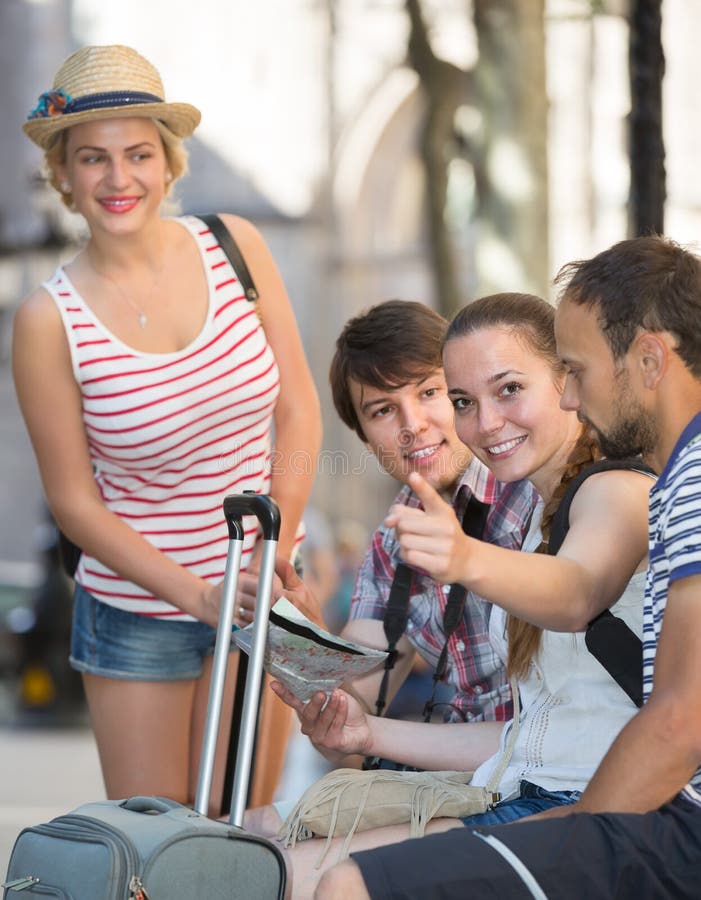 Tourists with Map Exploring the City Destination Stock Photo - Image of ...