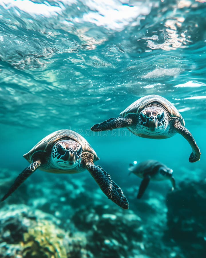 Tourists Marveling at Sea Turtles while Exploring the Vibrant Ocean ...