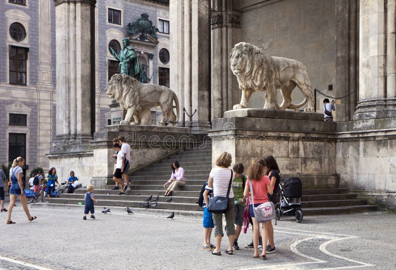 Tourists in Odeonsplatz Munich, Germany Editorial Image - Image of ...