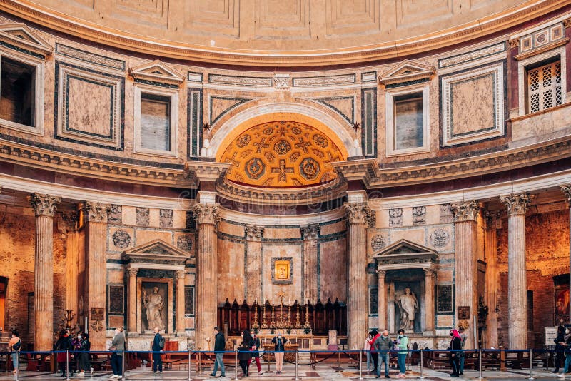 Tourists in Pantheon in Rome, Italy. Editorial Stock Photo - Image of ...