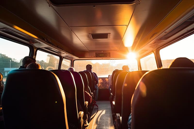 Tourists or Passengers Ride in the Cabin of the Bus. Generative Ai ...