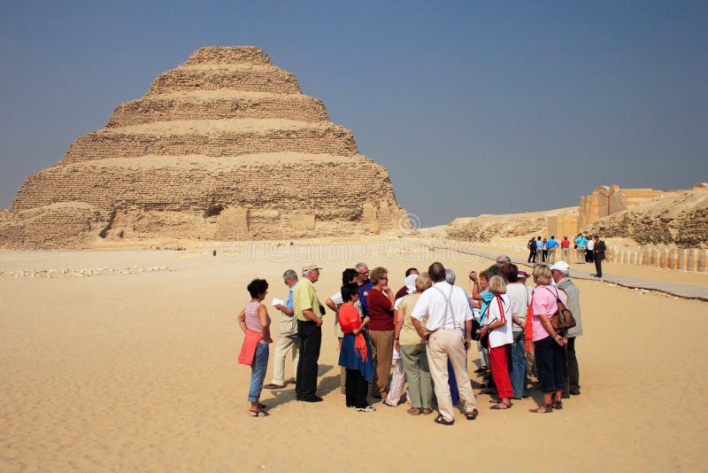 Tourists at the Pyramid of Khufu. Giza in Egypt Stock Photo - Image of ...