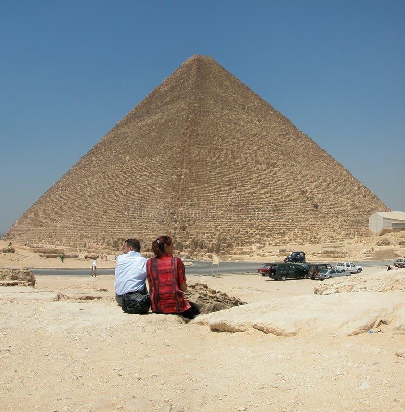Tourists at the Pyramid of Khufu. Giza in Egypt Stock Photo - Image of ...