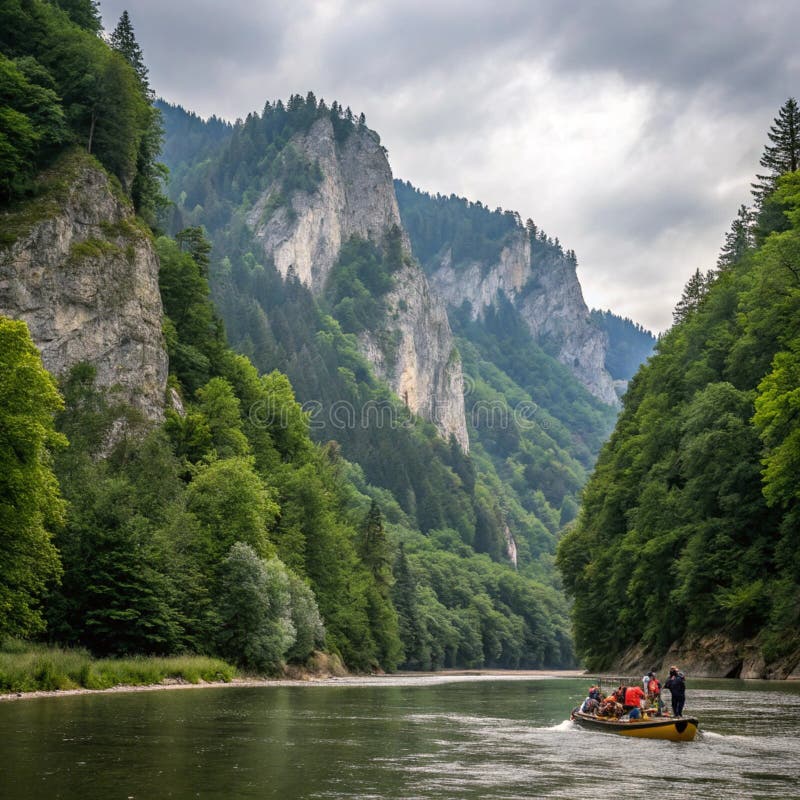 Tourists on Raft in Dunajec River Gorge Stock Photo - Image of family ...