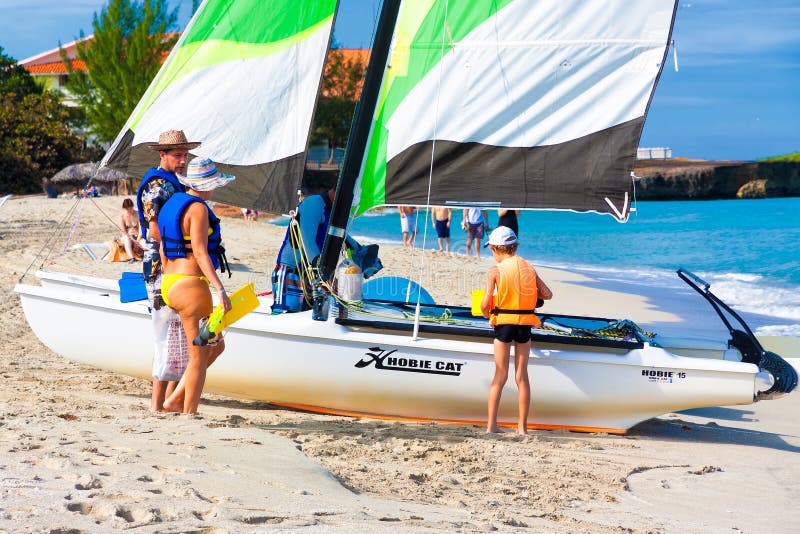 Tourist Sailing in a Catamaran on a Cuban Beach Editorial Photography ...