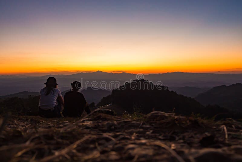 The Tourists in a Relaxed Manner. with Mountain Views Stock Image ...