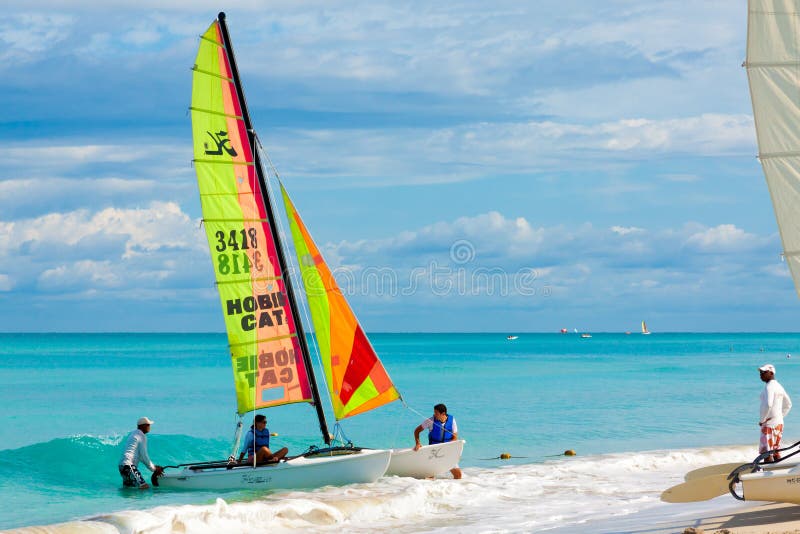 Tourist Sailing in a Catamaran on a Cuban Beach Editorial Photography ...