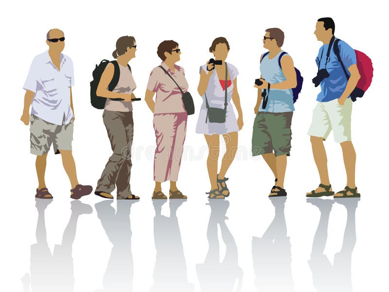 Tourists silhouettes stock vector. Illustration of orange - 32268732