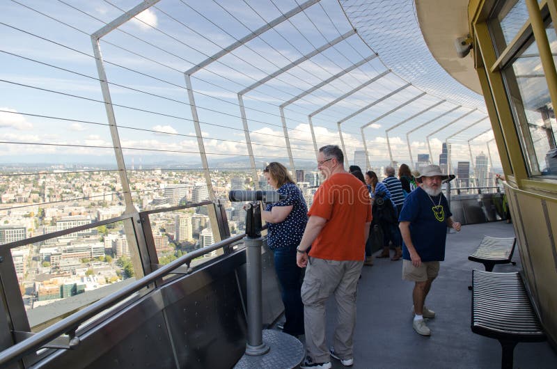 Tourists at the Space Needle in Seattle Editorial Photo - Image of city ...