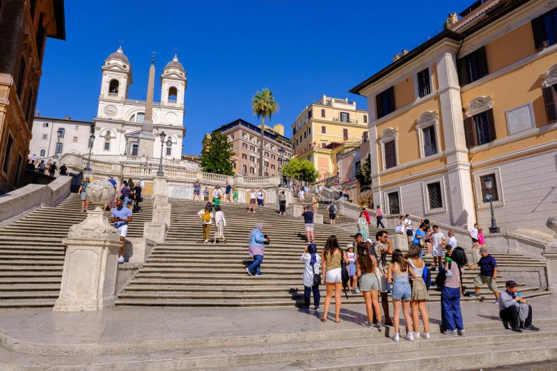 Tourists at the Spanish Steps Editorial Photography - Image of ...