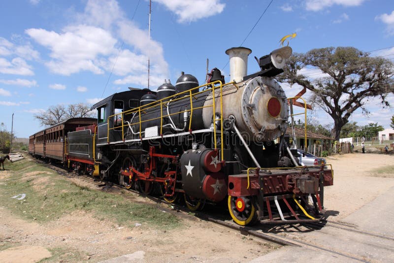 Tourists Steam Old Train, Cuba, Trinidad Stock Photo - Image of black ...