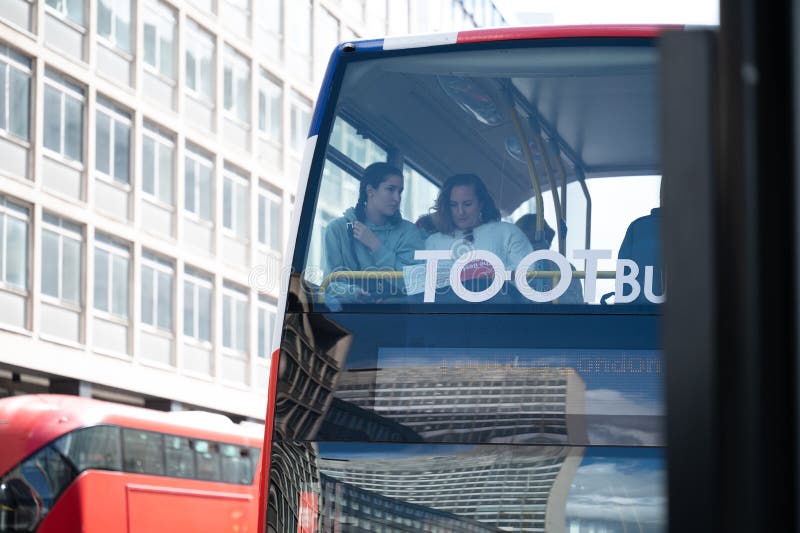 Tourists on Top Deck of London Double Decker Bus Editorial Photo ...