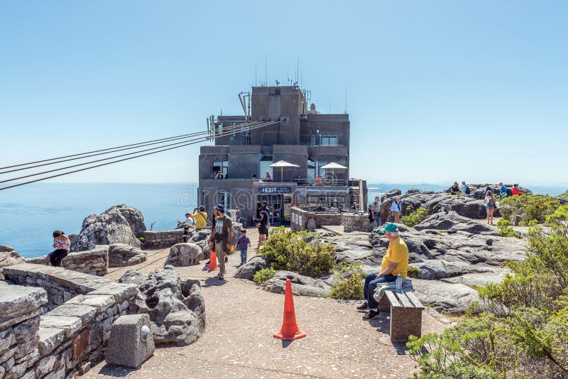 Tourists are Visible at the Top Table Mountain Cableway Station ...