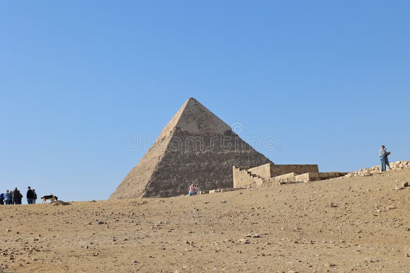 Tourists Visiting Chefren Pyramid the Second Largest of the Ancient ...