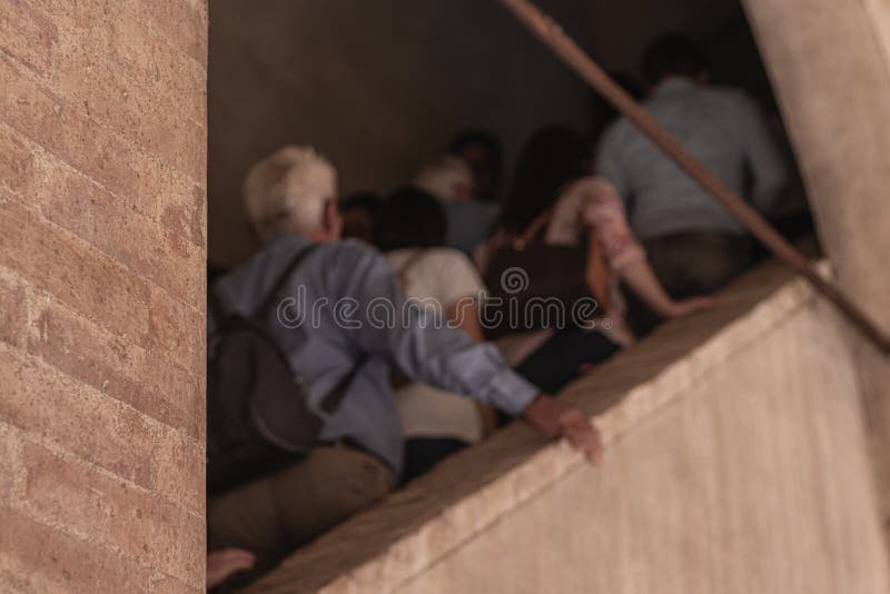 Tourists Visiting a Historical Building, Going Up the Stairs Editorial ...
