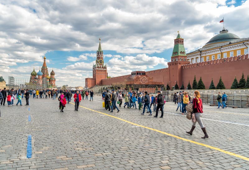 Tourists Visiting Red Square in Moscow. Editorial Stock Photo - Image ...