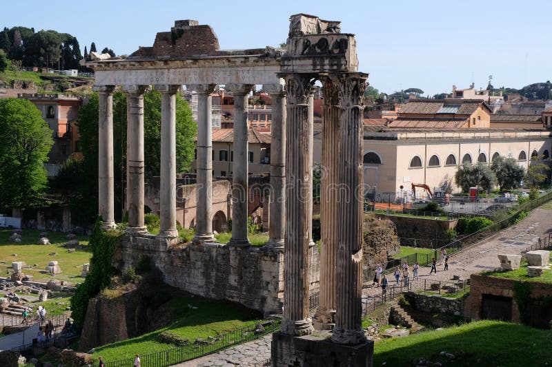 Temple of Saturn in Rome with Tourists Editorial Image - Image of ...