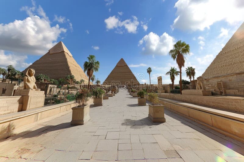 Exploration of Ancient Pyramids and Sphinxes Under a Blue Sky in Egypt ...
