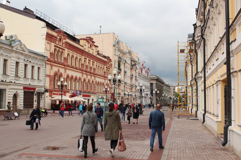 Tourists Walk on the Arbat Street Editorial Photography - Image of ...