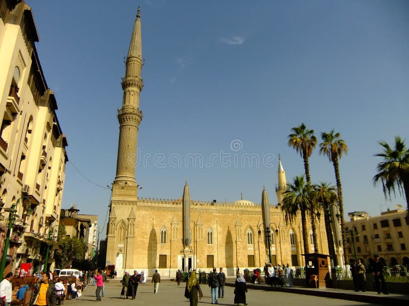 Al Hussein Mosque - Cairo - Egypt Stock Image - Image of tower, cloud ...