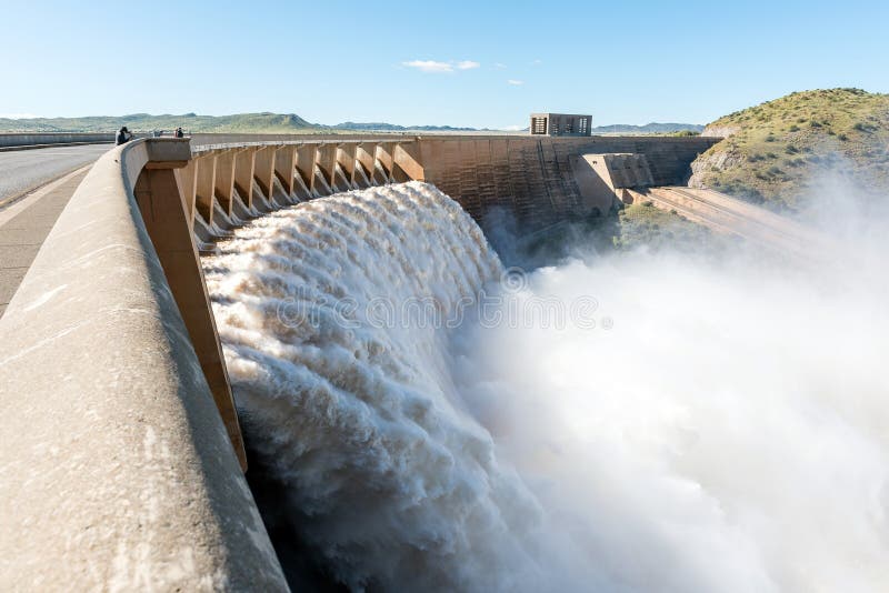 Tourists Watching the Gariep Dam Overflowing Stock Image - Image of ...