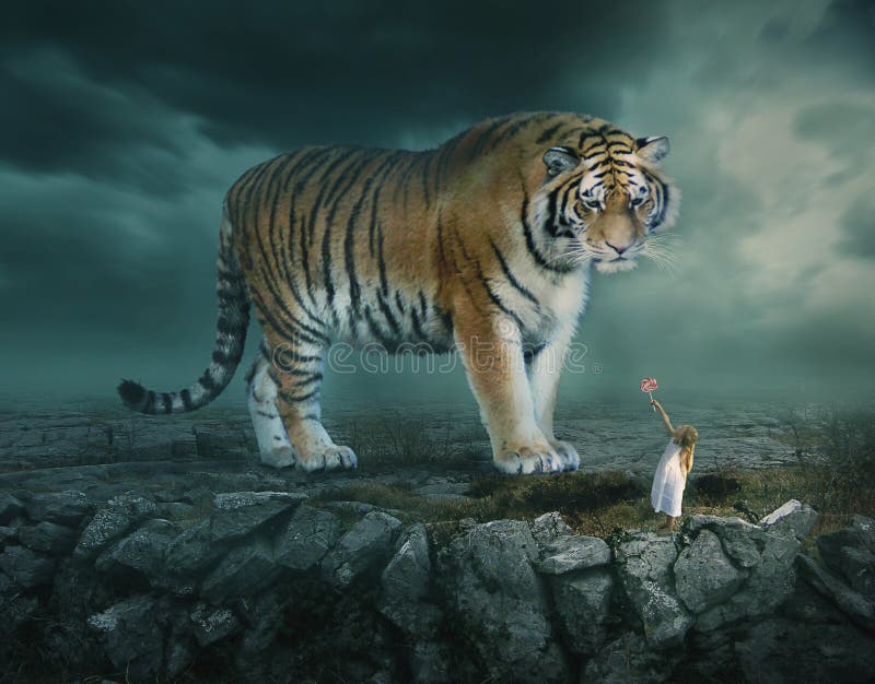 Tiger fairy tale stock photo. Image of grass, landscape - 224985102