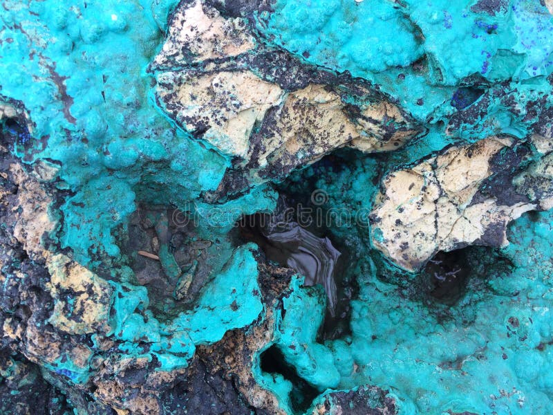 Tourquoise and Black Mineral Surface Stock Photo - Image of mineral ...