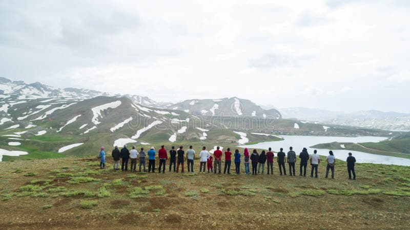 Crowd Walking Group and Mysterious Nature Landscapes Editorial ...