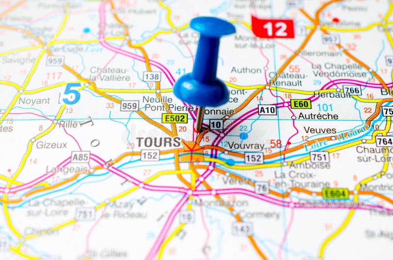 Tours on map stock photo. Image of atlas, geography - 122917866