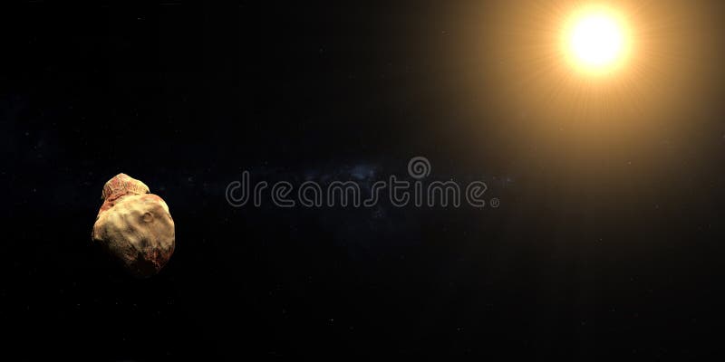 Toutatis Asteroid Orbiting Towards the Sun Stock Illustration ...