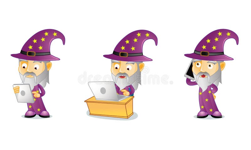 Tovenaar 3 vector illustratie. Illustration of muur, telefoon - 63092965