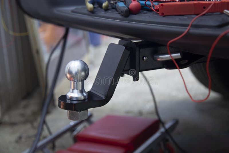 Tow Bar for the Car.Installing the Towbar of the Car Stock Photo ...