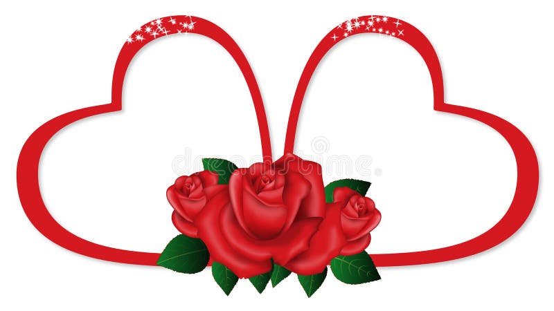 Two Hearts with Roses stock illustration. Illustration of roses - 48745904