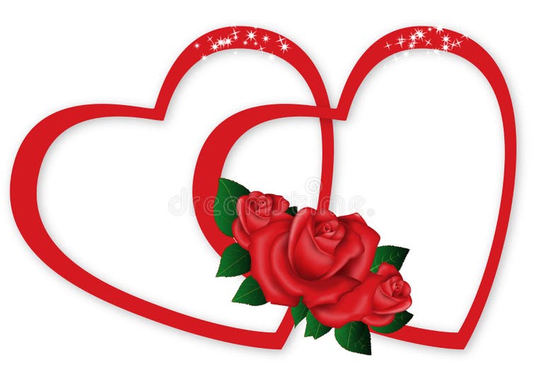 Two Hearts with Roses stock illustration. Illustration of background ...