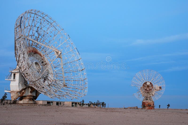 Old Satalite Dish in Blue Sky Stock Photo - Image of astronomy, network ...