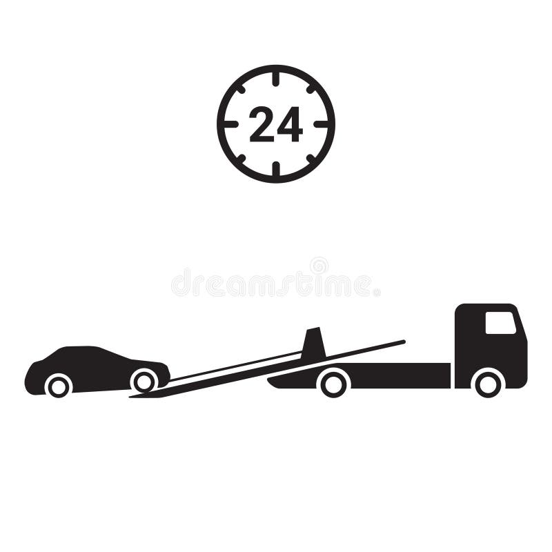 Tow Truck Car Towing 24 Hour Service Icon Vector Stock Vector ...