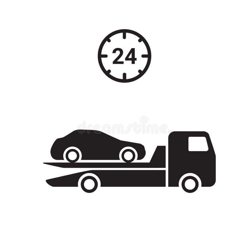 Tow Truck Car Towing 24 Hour Service Icon Vector Stock Vector ...