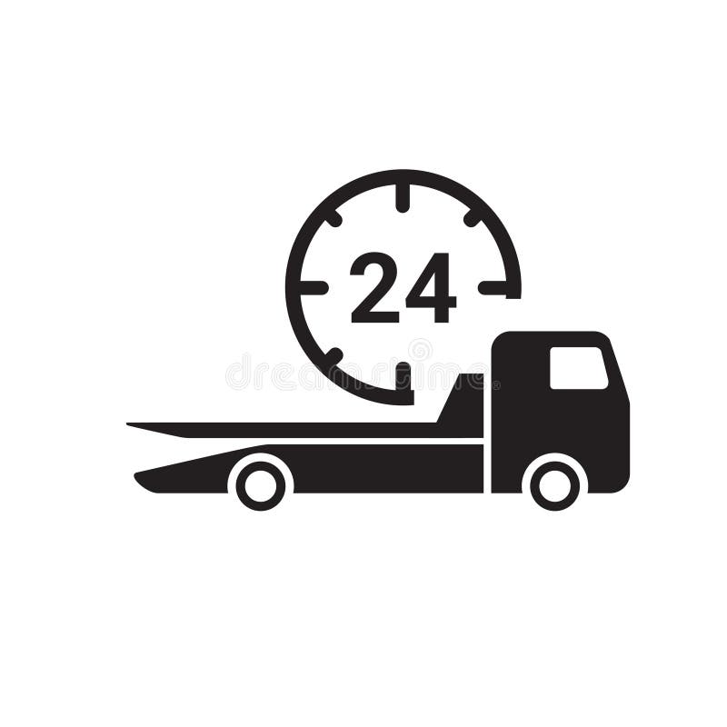 Tow Truck Car Towing 24 Hour Service Icon Vector Stock Vector ...