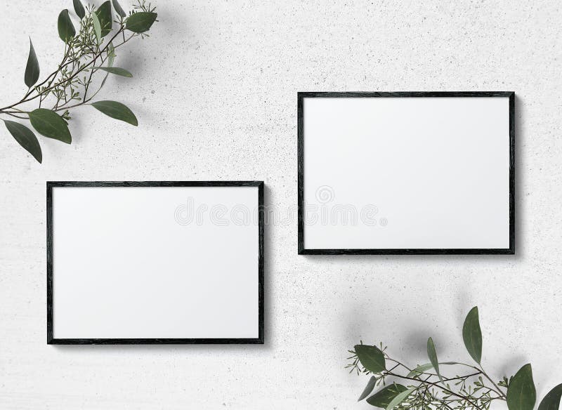 Tow White Frames with Green Planets Stock Illustration - Illustration ...