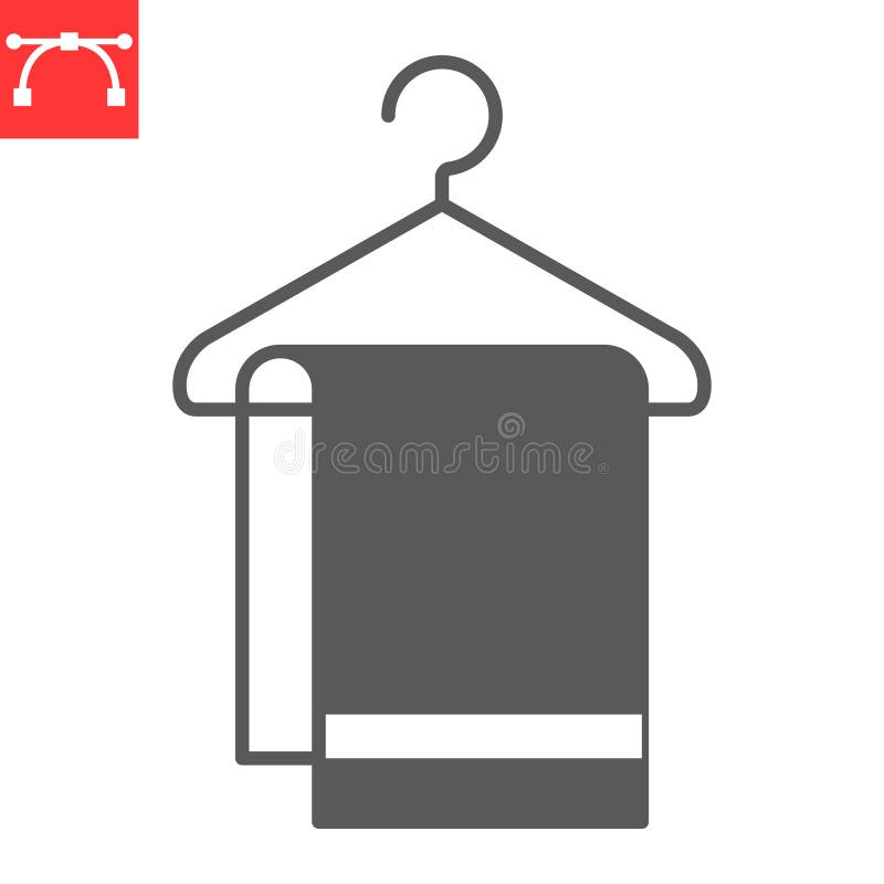 Towel on hanger glyph icon stock vector. Illustration of laundry ...