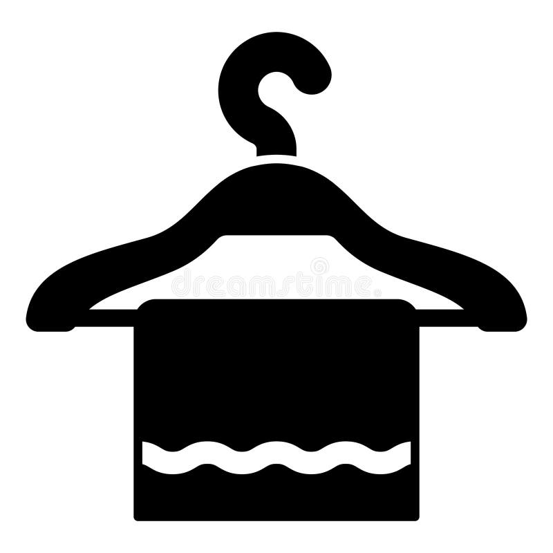 Towel on Hanger with Hook Solid Icon, Laundry Service Concept. Vector ...
